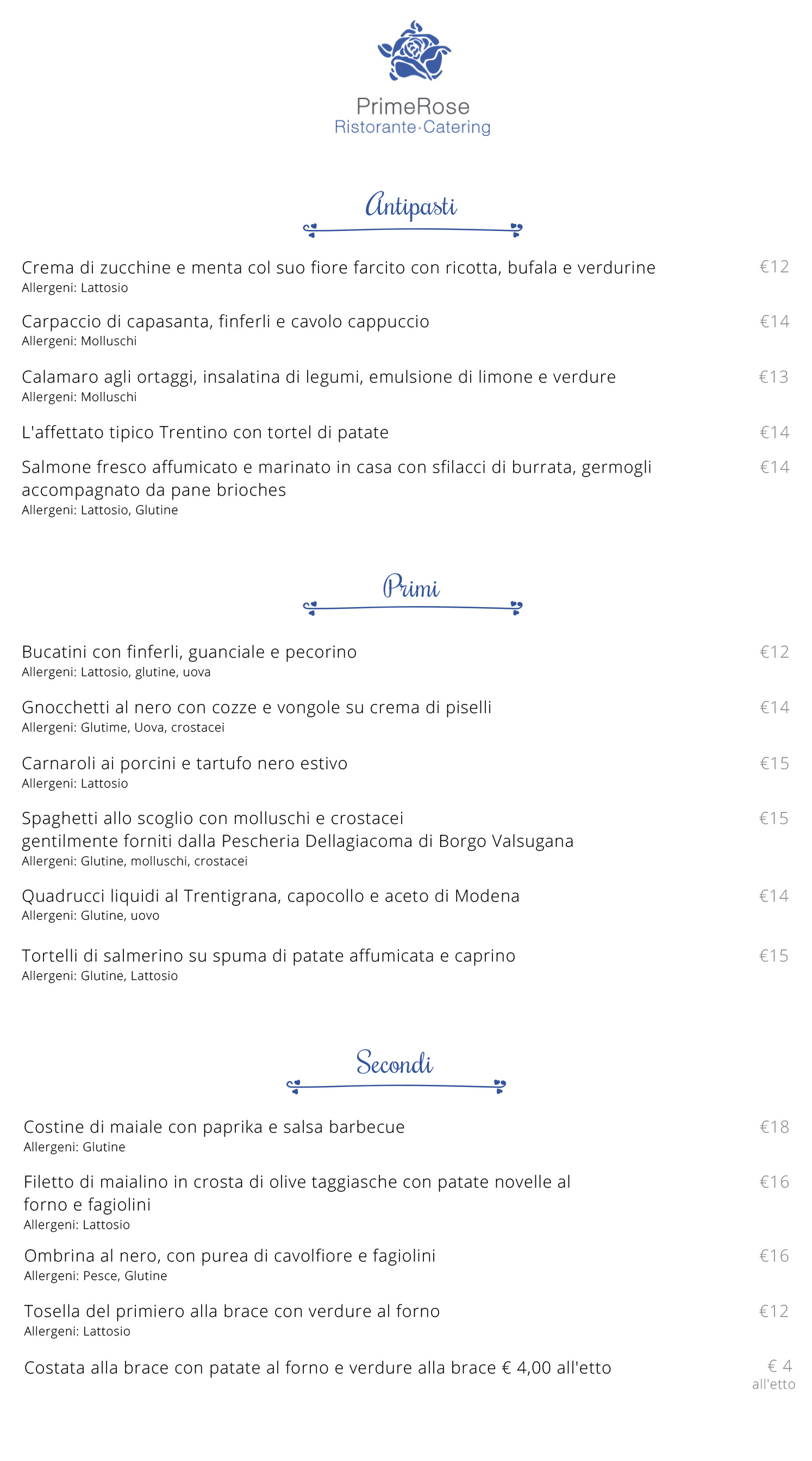 Menu alla Carta